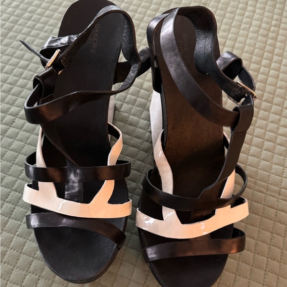 Bakers Elite | Shoes | Bakers Black White Art Deco Wedge Platform Heel ...